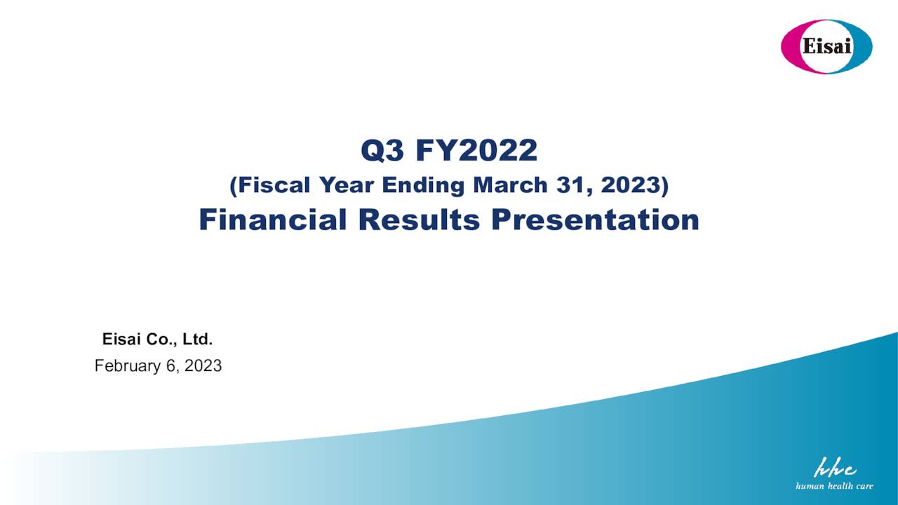 Eisai Co., Ltd. 2022 Q3 - Results - Earnings Call Presentation (OTCMKTS ...
