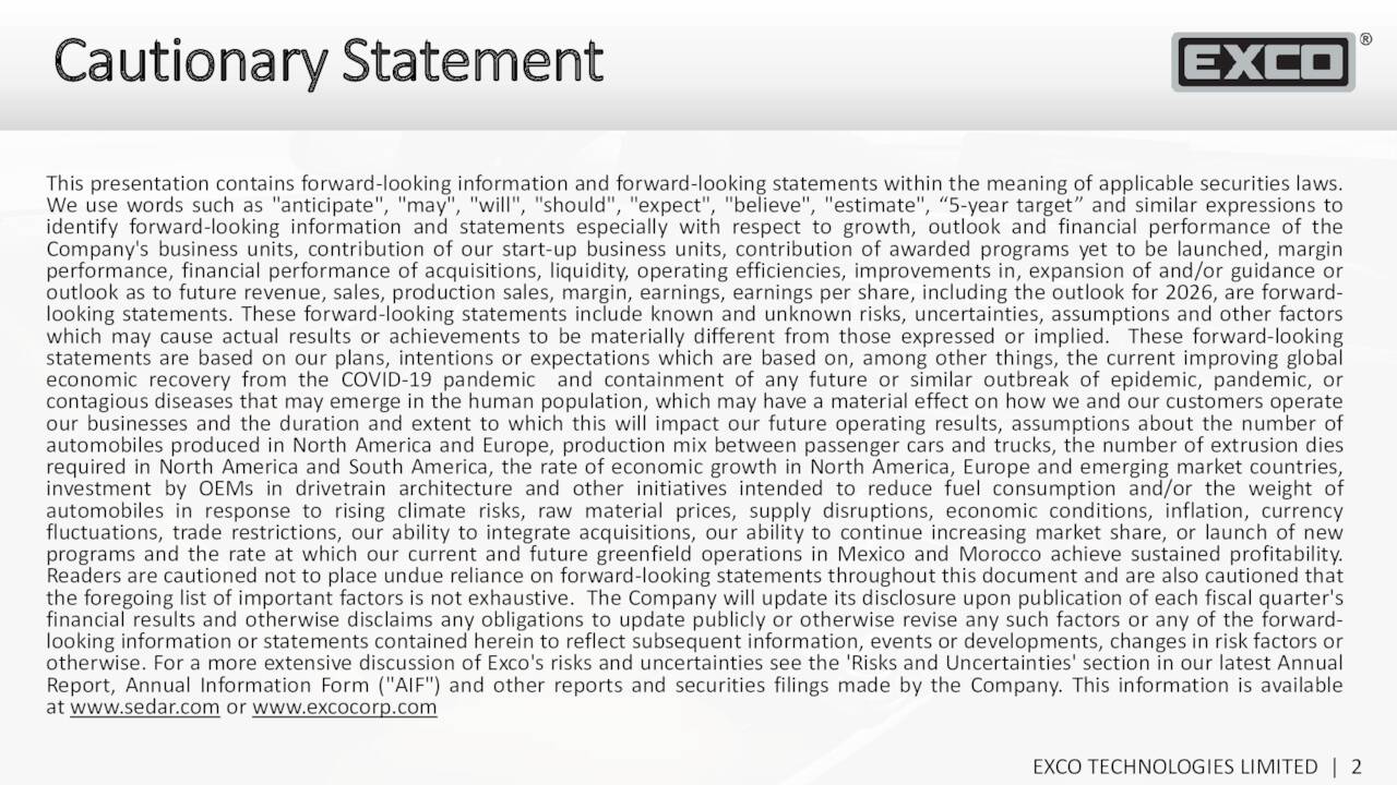 Exco Technologies Limited 2022 Q1 - Results - Earnings Call ...