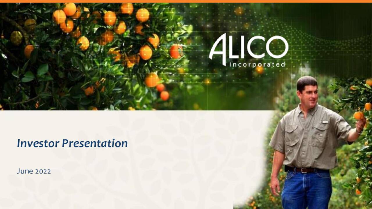 Alico (ALCO) Investor Presentation - Slideshow (NASDAQ:ALCO) | Seeking ...