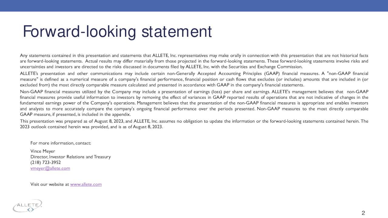 ALLETE, Inc. 2023 Q2 - Results - Earnings Call Presentation (NYSE:ALE ...