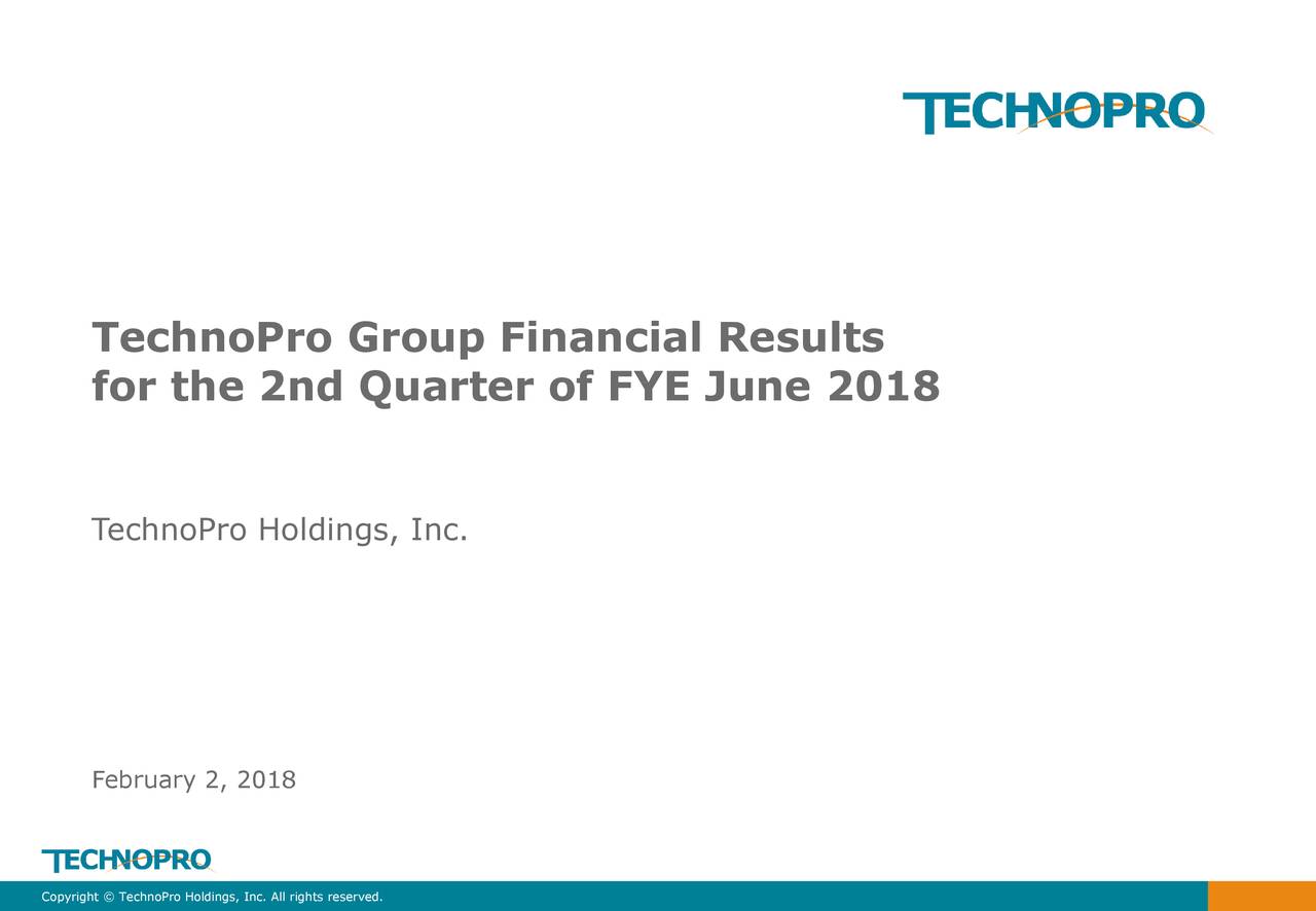 Technopro Holdings Inc. 2018 Q2 - Results - Earnings Call Slides ...