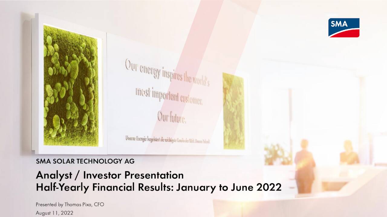 SMA Solar Technology AG 2022 Q2 - Results - Earnings Call Presentation ...