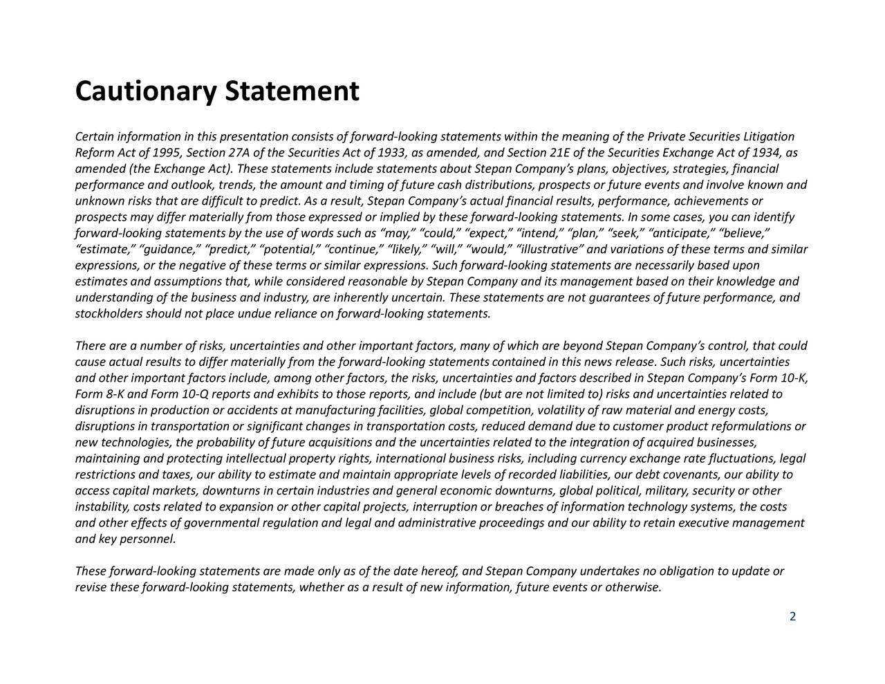 Stepan Co. 2017 Q3 - Results - Earnings Call Slides (NYSE:SCL ...