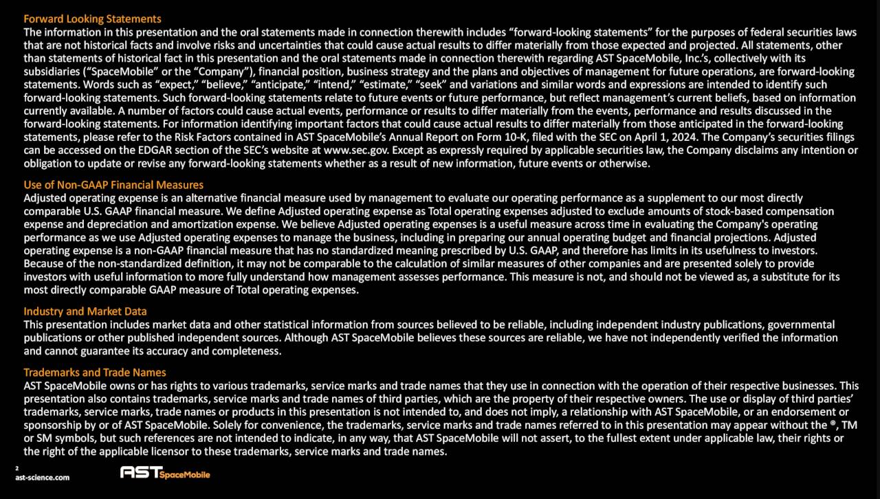 AST SpaceMobile, Inc. 2024 Q1 - Results - Earnings Call Presentation ...