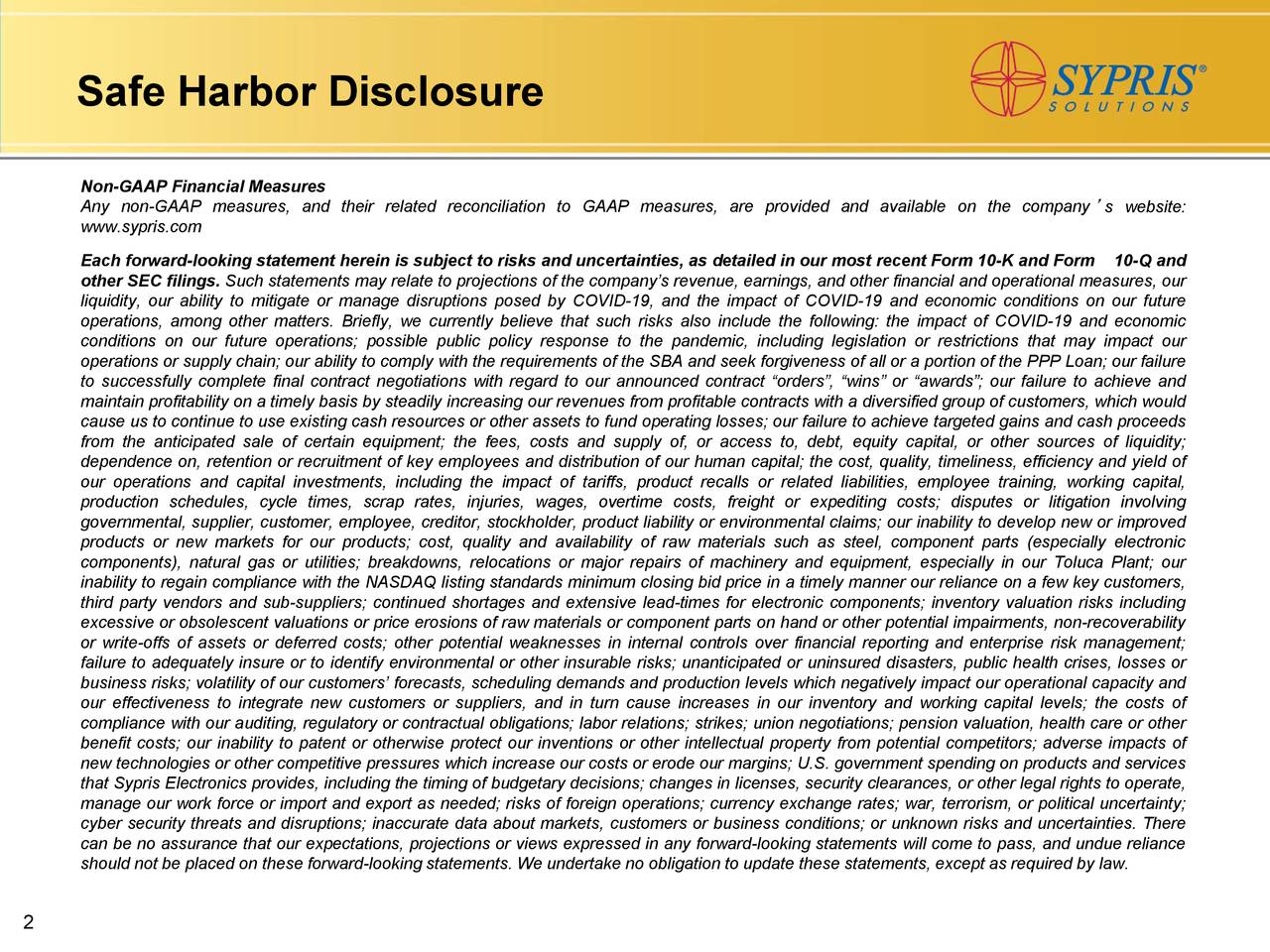 Sypris Solutions, Inc. 2020 Q2 - Results - Earnings Call Presentation ...