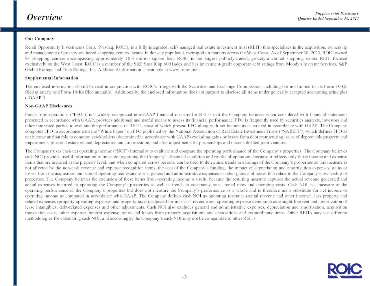 Retail Opportunity Investments Corp. 2023 Q3 - Results - Earnings Call ...