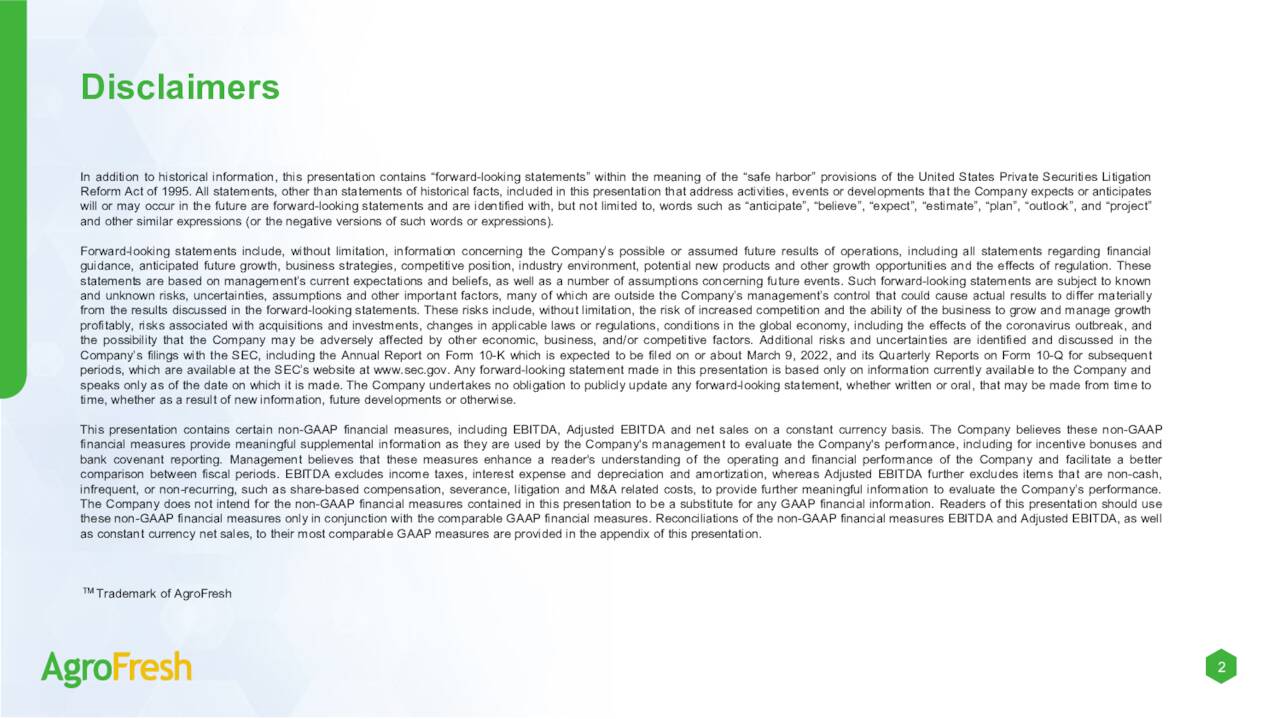 AgroFresh Solutions, Inc. 2021 Q4 - Results - Earnings Call ...