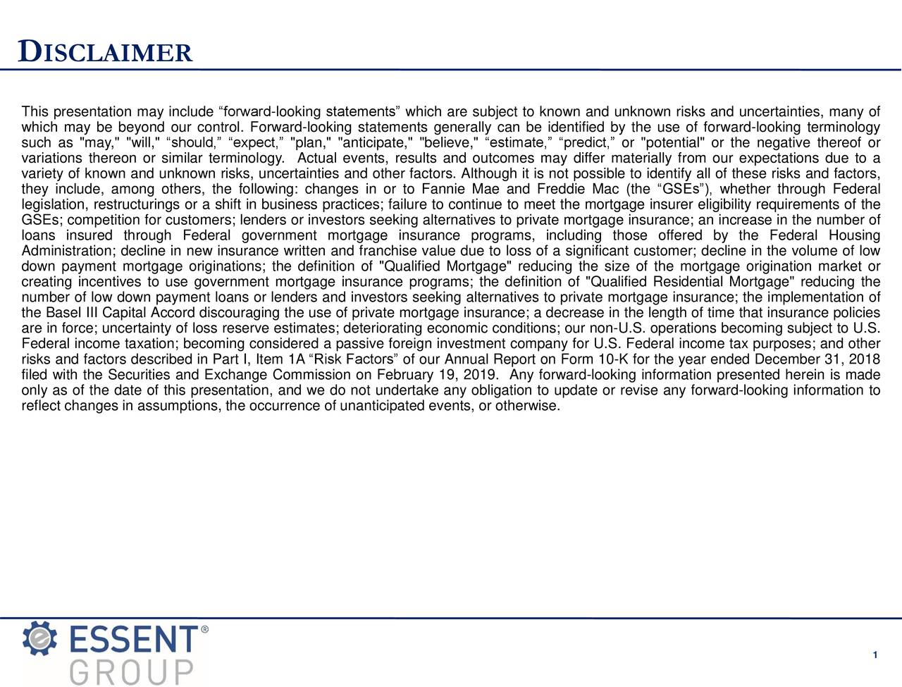 Essent Group Ltd. 2019 Q2 - Results - Earnings Call Slides (NYSE:ESNT ...