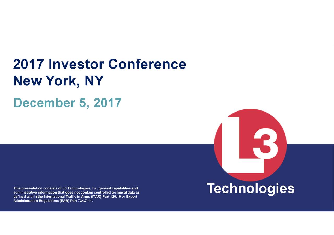 L3 Technologies (LLL) Investor Presentation - Slideshow (NYSE:LLL-OLD-DEFUNCT-3058) | Seeking Alpha
