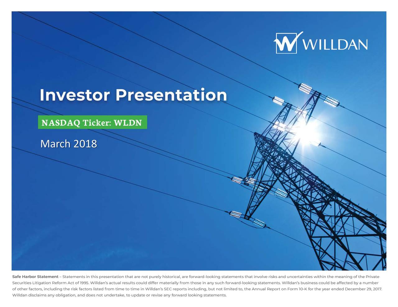 Willdan (WLDN) Presents At Sidoti & Company Spring 2018 Conference ...