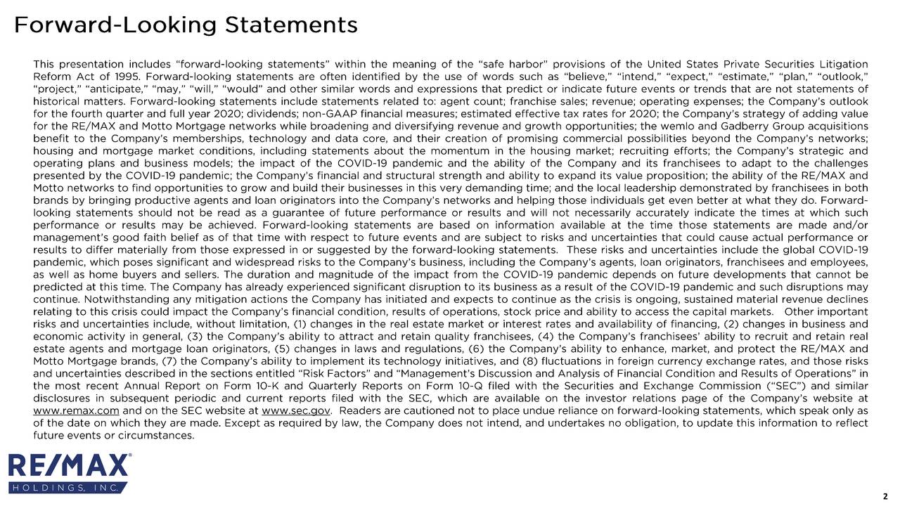 RE/MAX Holdings, Inc. 2020 Q3 - Results - Earnings Call Presentation ...