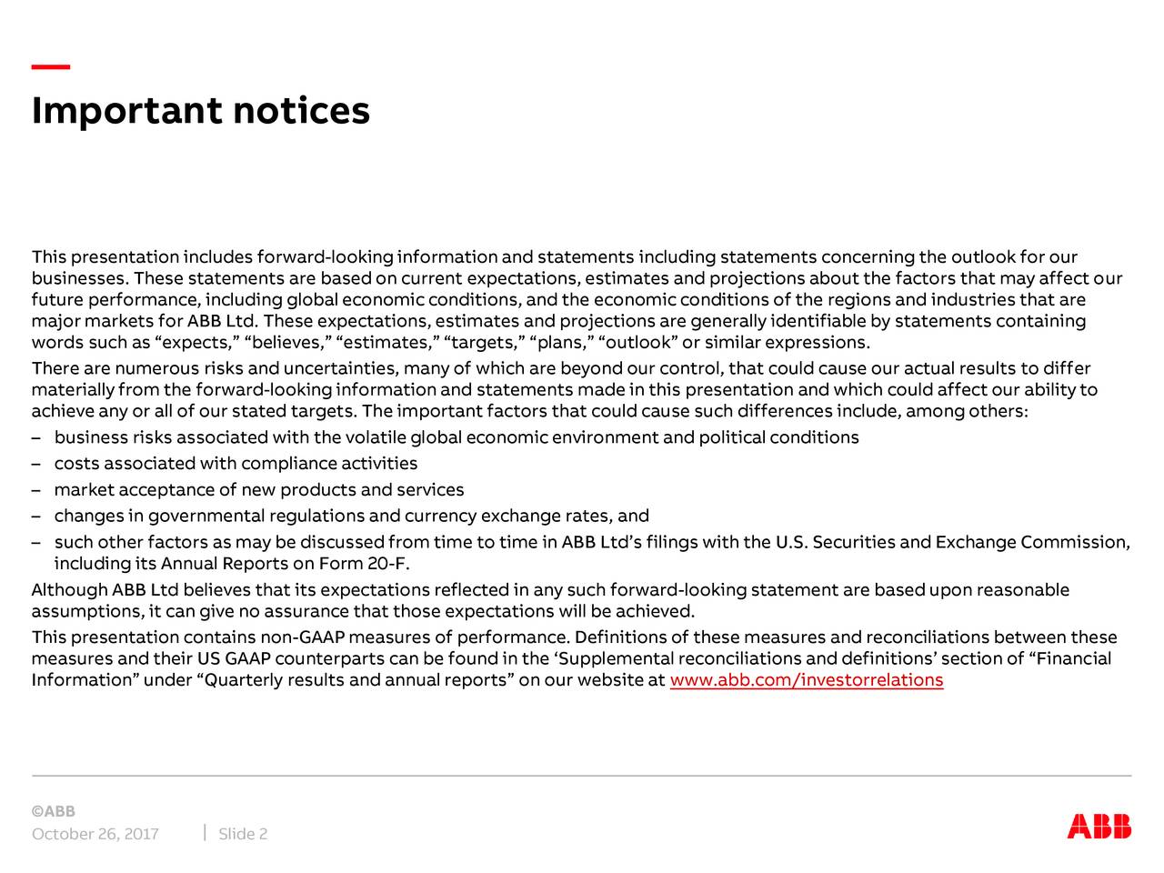 ABB LTD. 2017 Q3 - Results - Earnings Call Slides (OTCMKTS:ABBNY) | Seeking Alpha