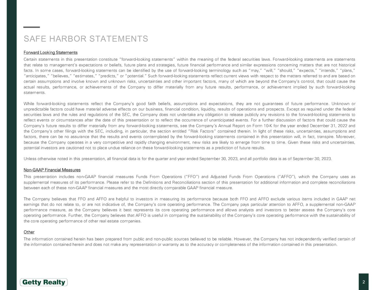 Getty Realty Corp. 2023 Q3 - Results - Earnings Call Presentation (NYSE ...