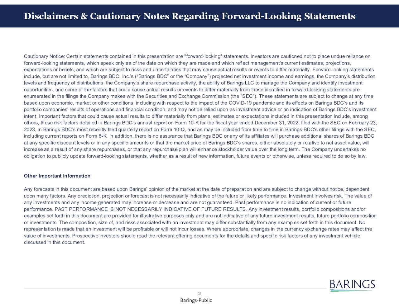 Barings BDC Inc 2023 Q2 - Results - Earnings Call Presentation (NYSE ...