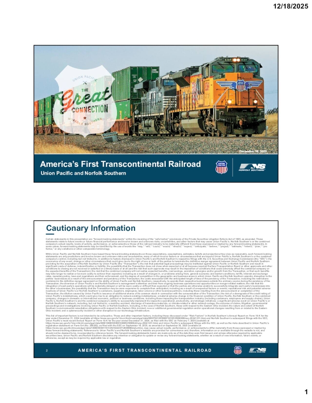 Norfolk Southern Corporation (NSC) Union Pacific Corporation - M&A Call ...
