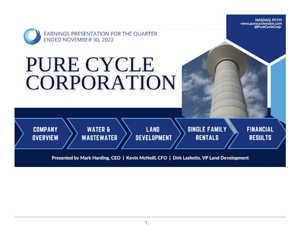 Pure Cycle Corporation 2023 Q1 - Results - Earnings Call Presentation ...