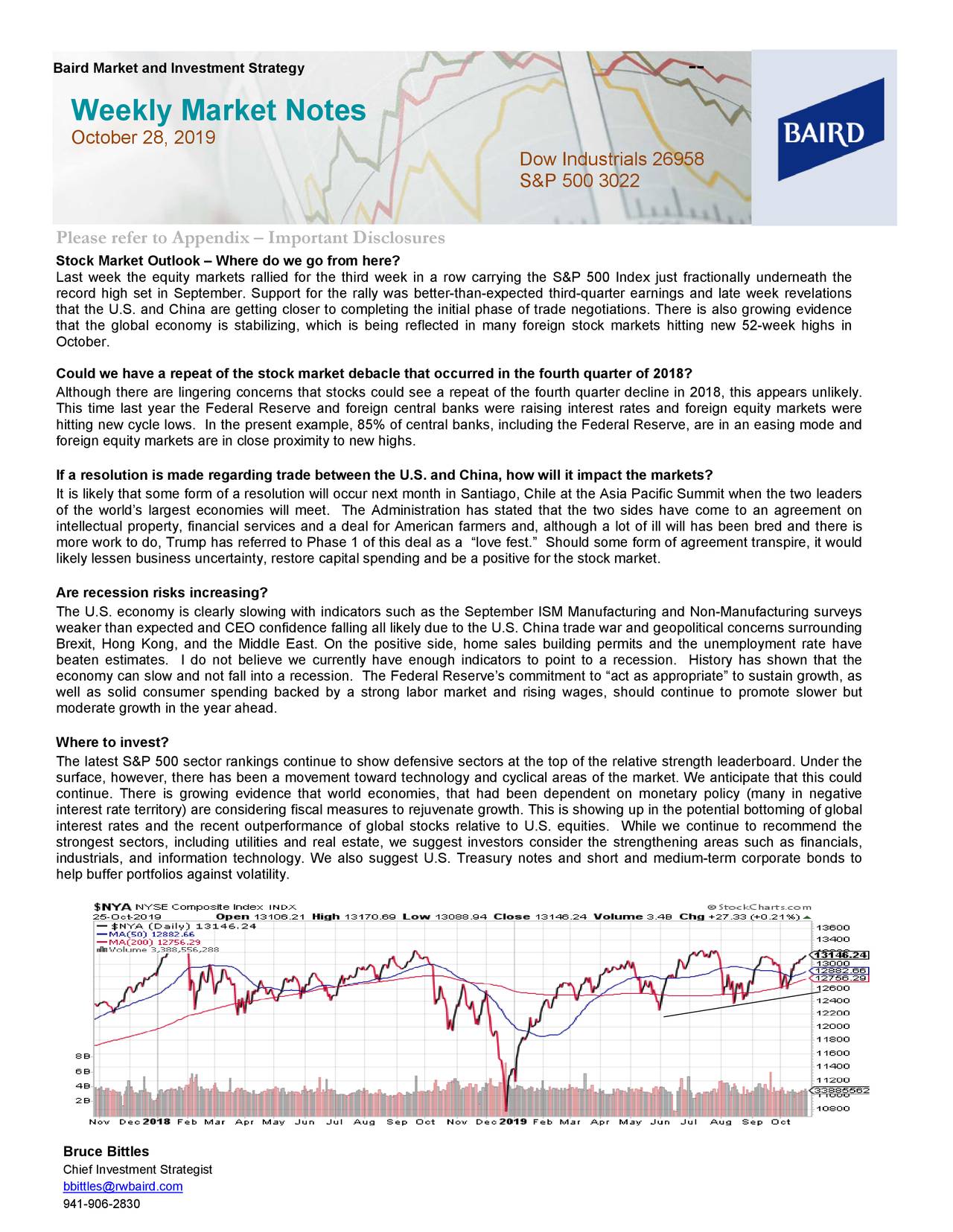 Weekly Market Notes - October 28, 2019 | Seeking Alpha