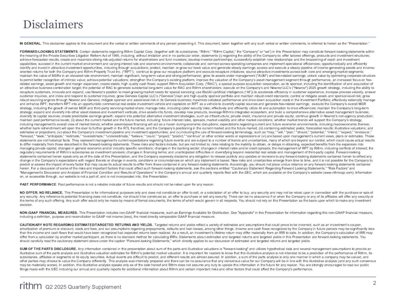 Rithm Capital Corp. 2025 Q2 - Results - Earnings Call Presentation ...