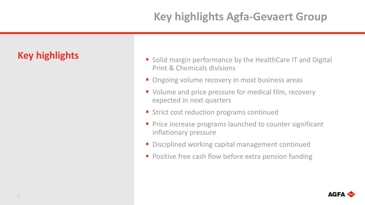 Agfa-Gevaert NV 2021 Q1 - Results - Earnings Call Presentation (OTCMKTS:AFGVF) | Seeking Alpha