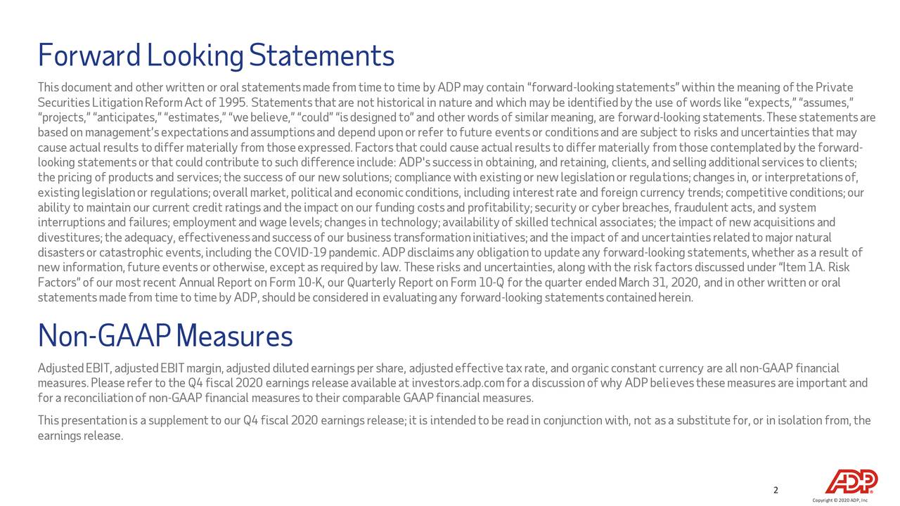 Automatic Data Processing, Inc. 2020 Q4 - Results - Earnings Call ...