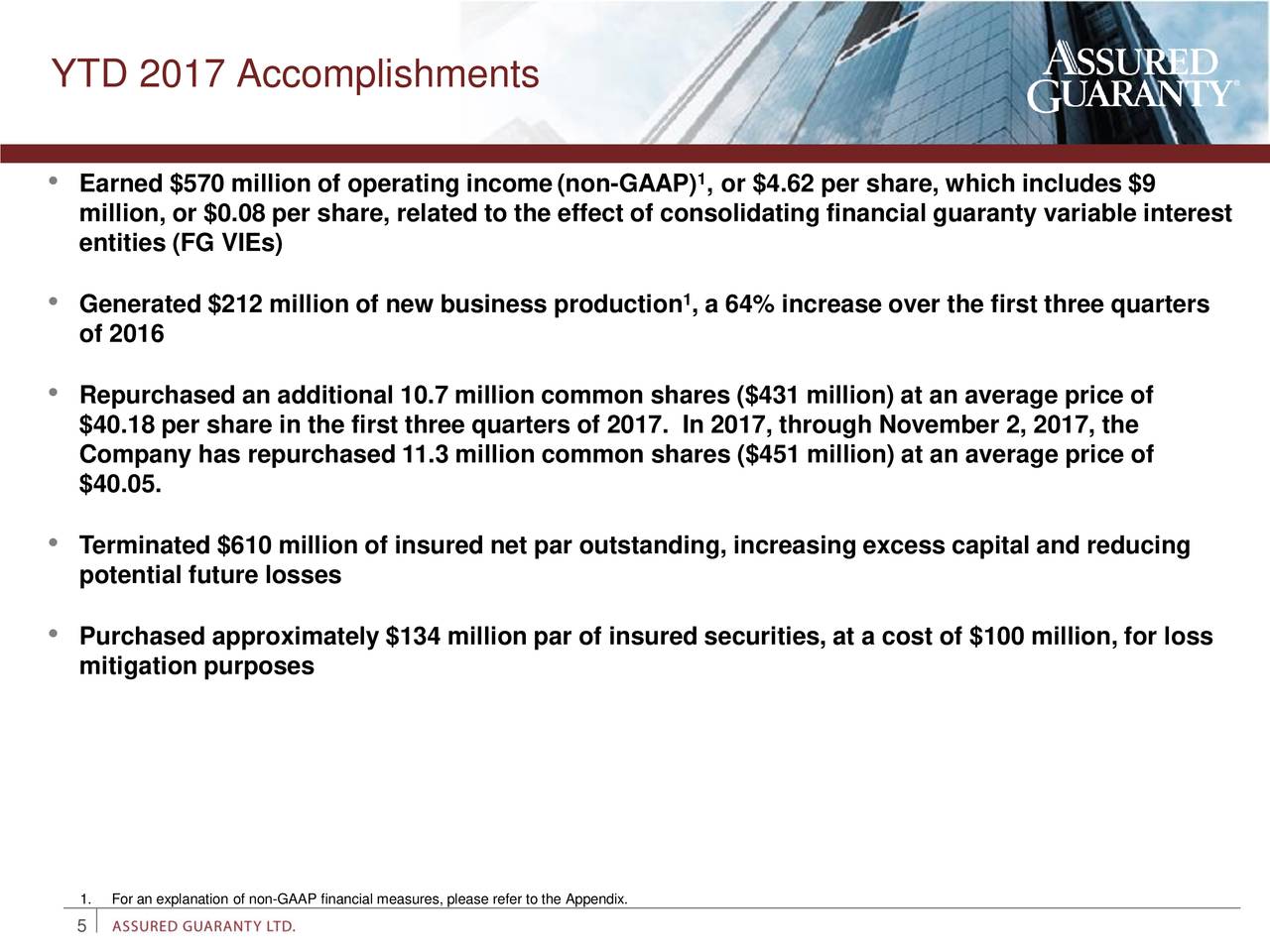 Assured Guaranty Ltd. 2017 Q3 - Results - Earnings Call Slides (NYSE:AGO) | Seeking Alpha
