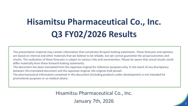 Hisamitsu Pharmaceutical Co., Inc. 2026 Q3 - Results - Earnings Call ...