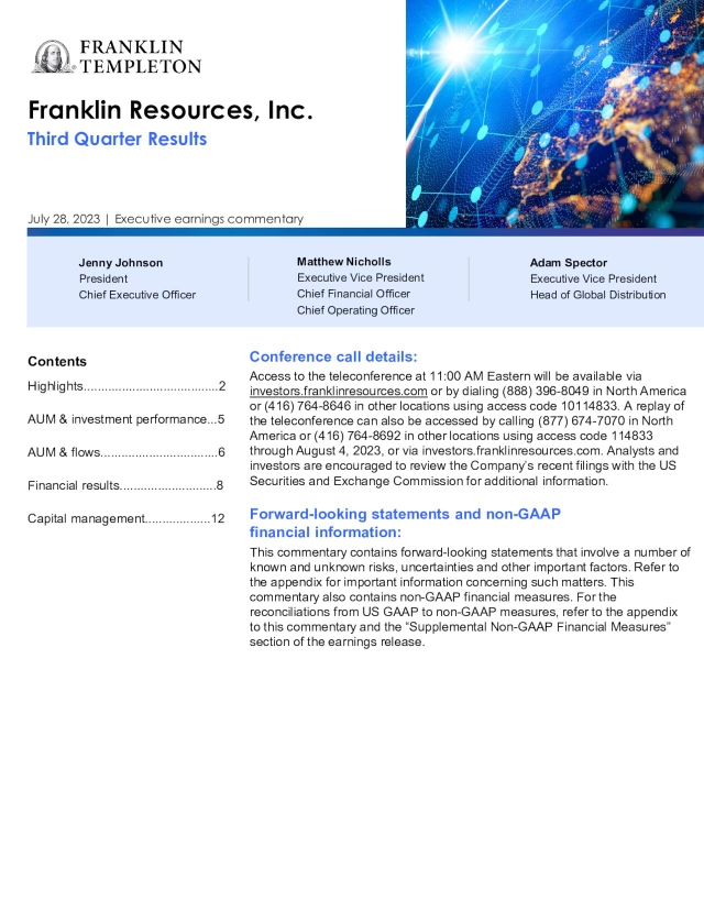 Franklin Resources, Inc. 2023 Q3 - Results - Earnings Call Presentation ...