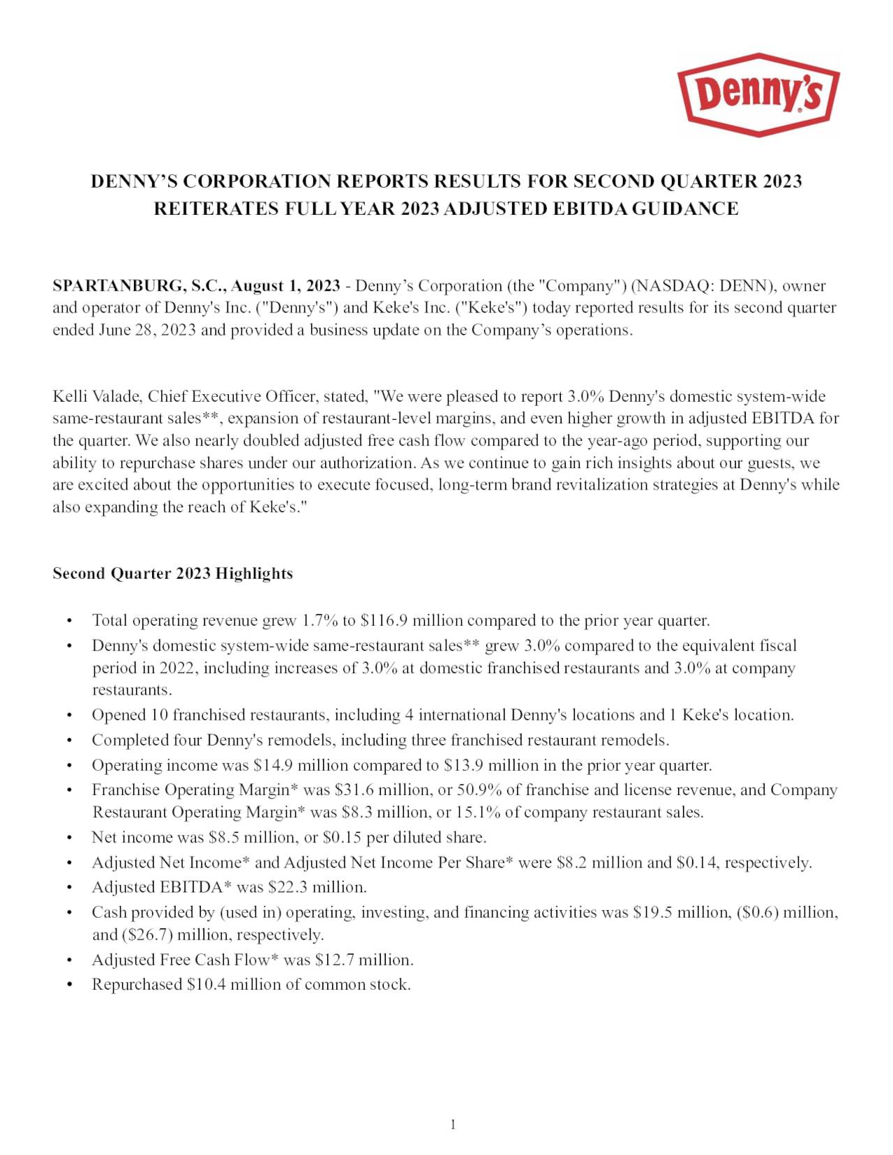 Denny's Corporation 2023 Q2 - Results - Earnings Call Presentation ...