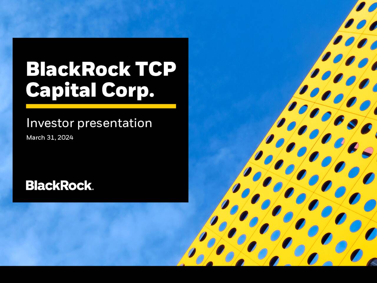BlackRock TCP Capital Corp 2024 Q1 - Results - Earnings Call Presentation (NASDAQ:TCPC ...