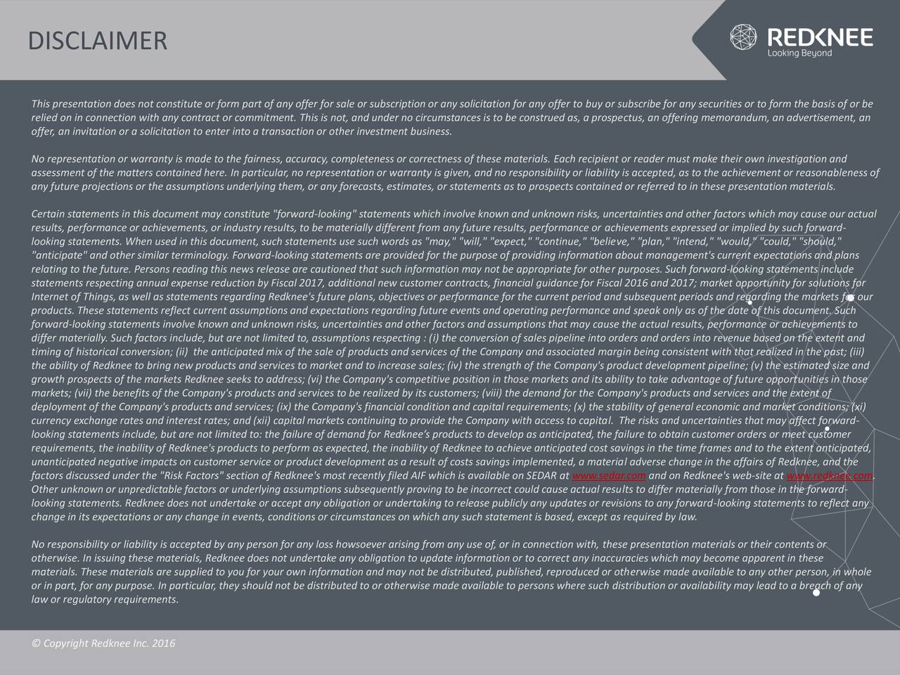 Redknee Solutions Inc. 2016 Q3 - Results - Earnings Call Slides ...