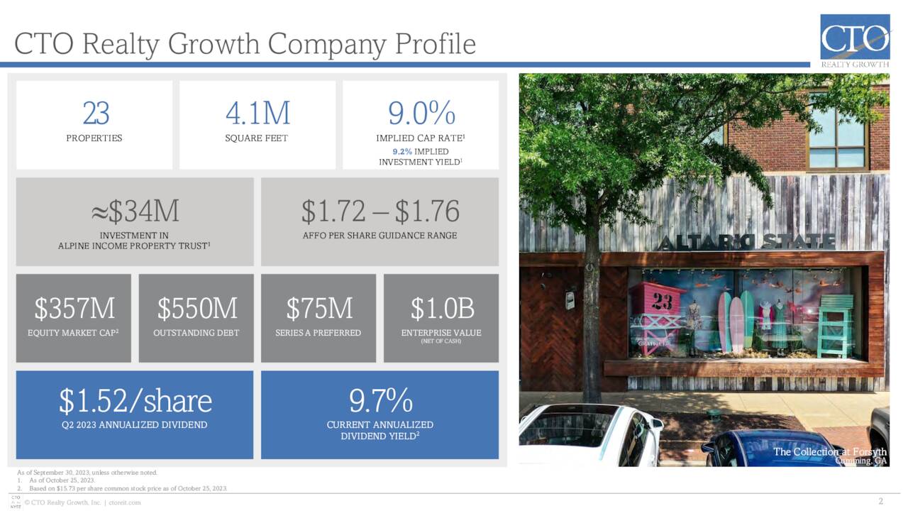 CTO Realty Growth, Inc. 2023 Q3 - Results - Earnings Call Presentation ...