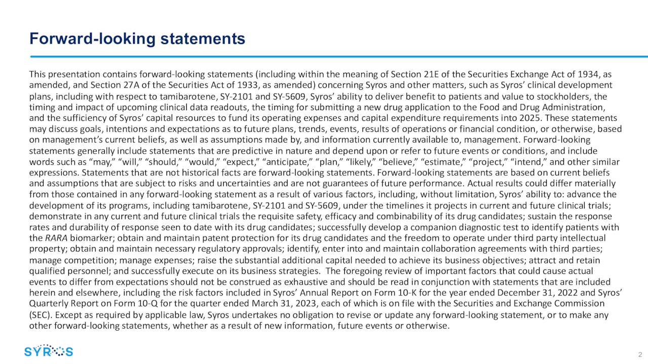 Syros Pharmaceuticals (SYRS) Investor Presentation - Slideshow (OTCMKTS ...