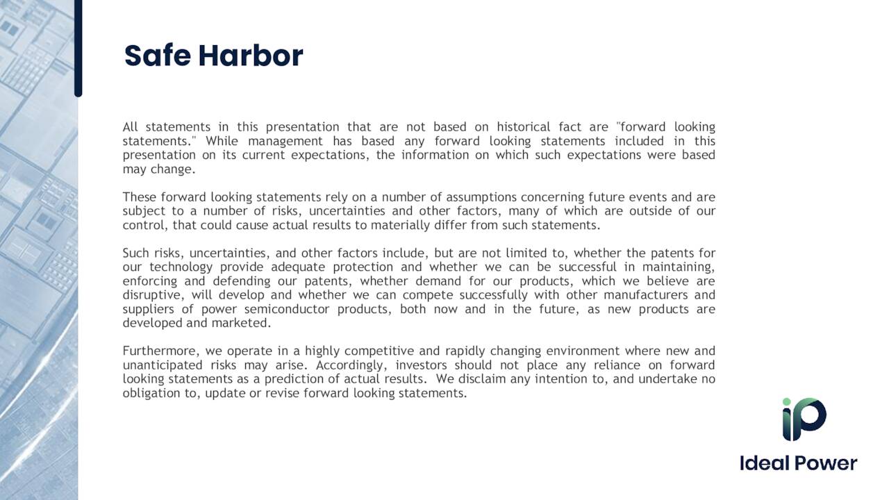 Ideal Power (IPWR) Investor Presentation - Slideshow (NASDAQ:IPWR ...