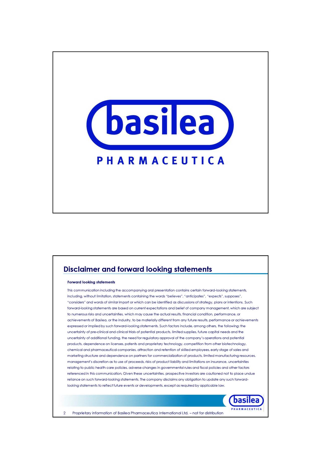 Basilea Pharmaceutica (BPMUF) Presents At Db Convertible Conference ...